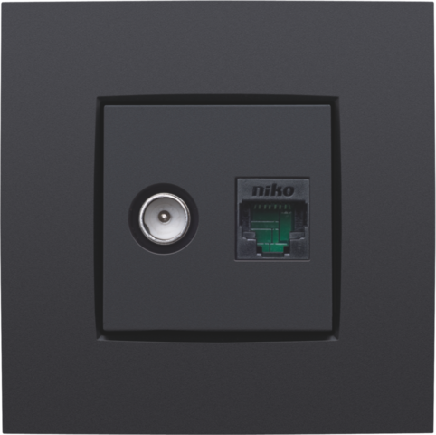 Mechanism with coaxial connection and RJ45 connection Cat6