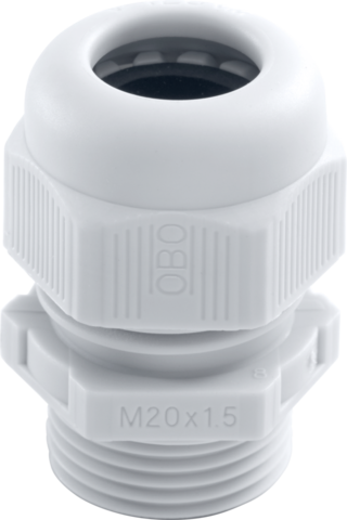 Splashproof M20 cable gland, grey