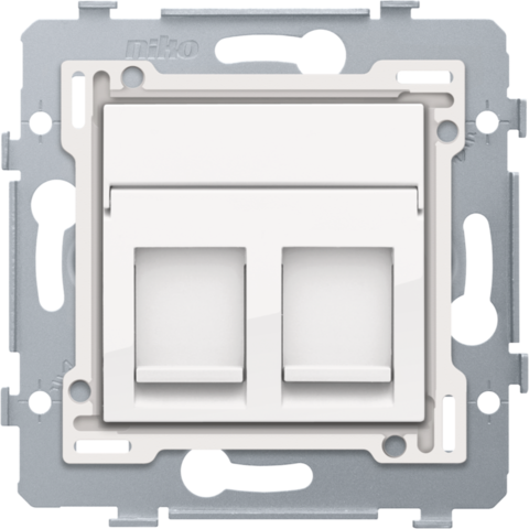 2 RJ45 connections UTP Cat. 5E, flat model, incl. base 71 x 71 mm with ...