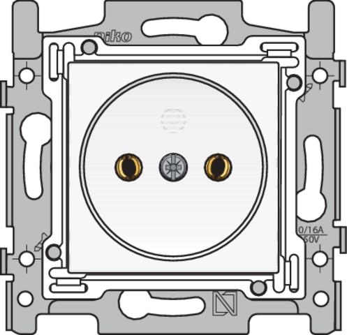 Socket outlet without earthing, 21 mm flush-mounting depth, with plug ...