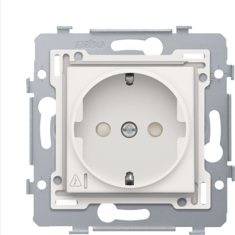 Socket outlet, 71 x 71 mm, with side earthing, shutters and plug-in ...