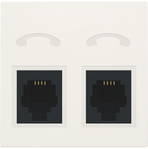 Finishing set for telephone socket with 2 RJ11 contacts in parallel ...