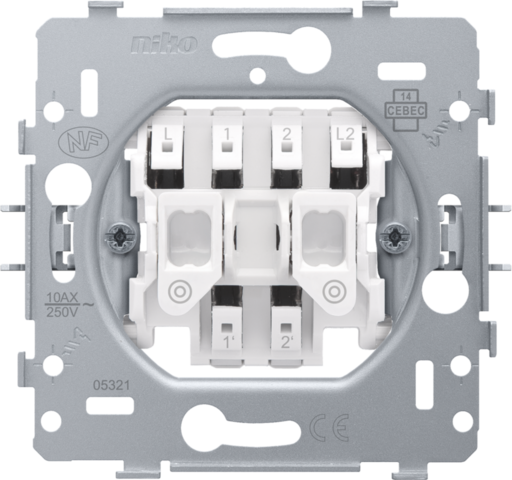 Socket for a double N.O. or N.C. push button, 10 A/250 Vac, plug-in ...