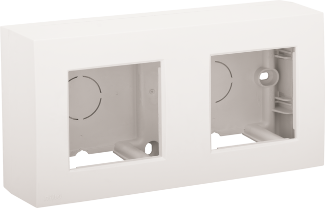 Double surface-mounting kit for two flush-mounting functions, white