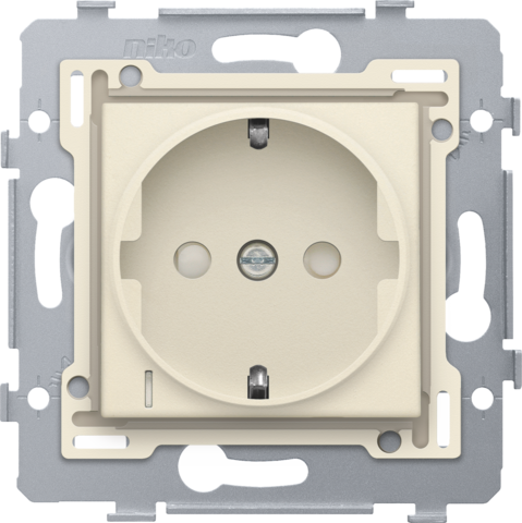 Socket outlet 71 x 71 mm with side earthing, shutters, plug-in ...