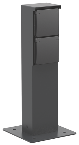 Splashproof garden post with double socket outlet, side earthing and ...